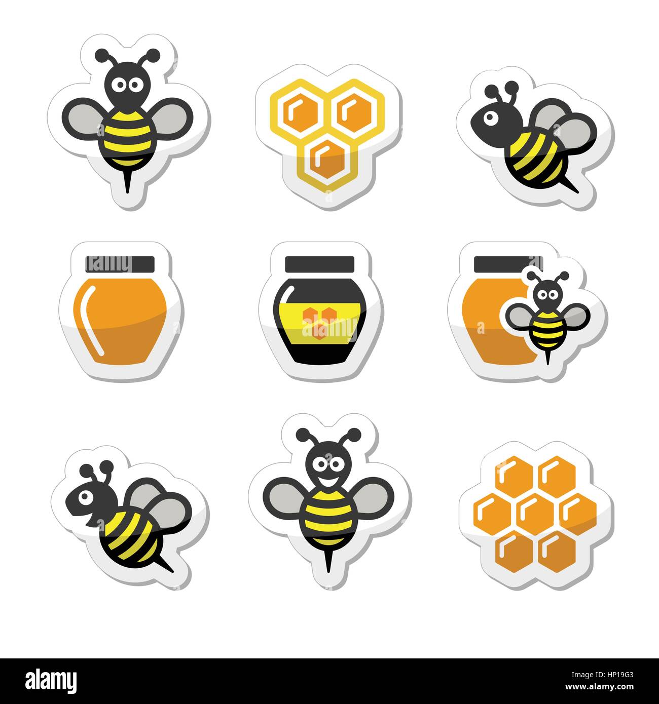 Bee and honey vector icons set Stock Vector Image & Art - Alamy