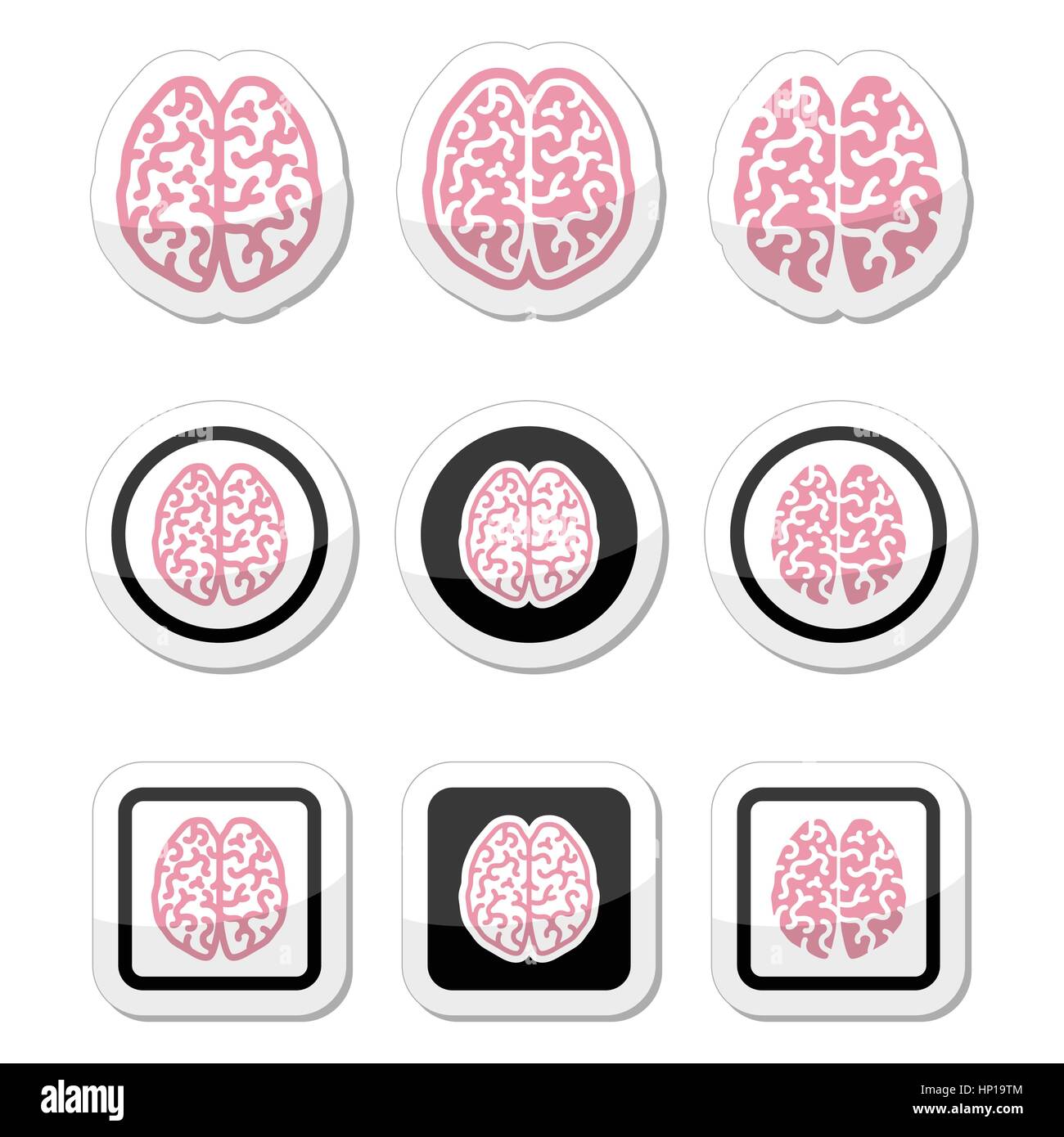 Human brain icons set - intelligence, creativity concept Stock Vector ...