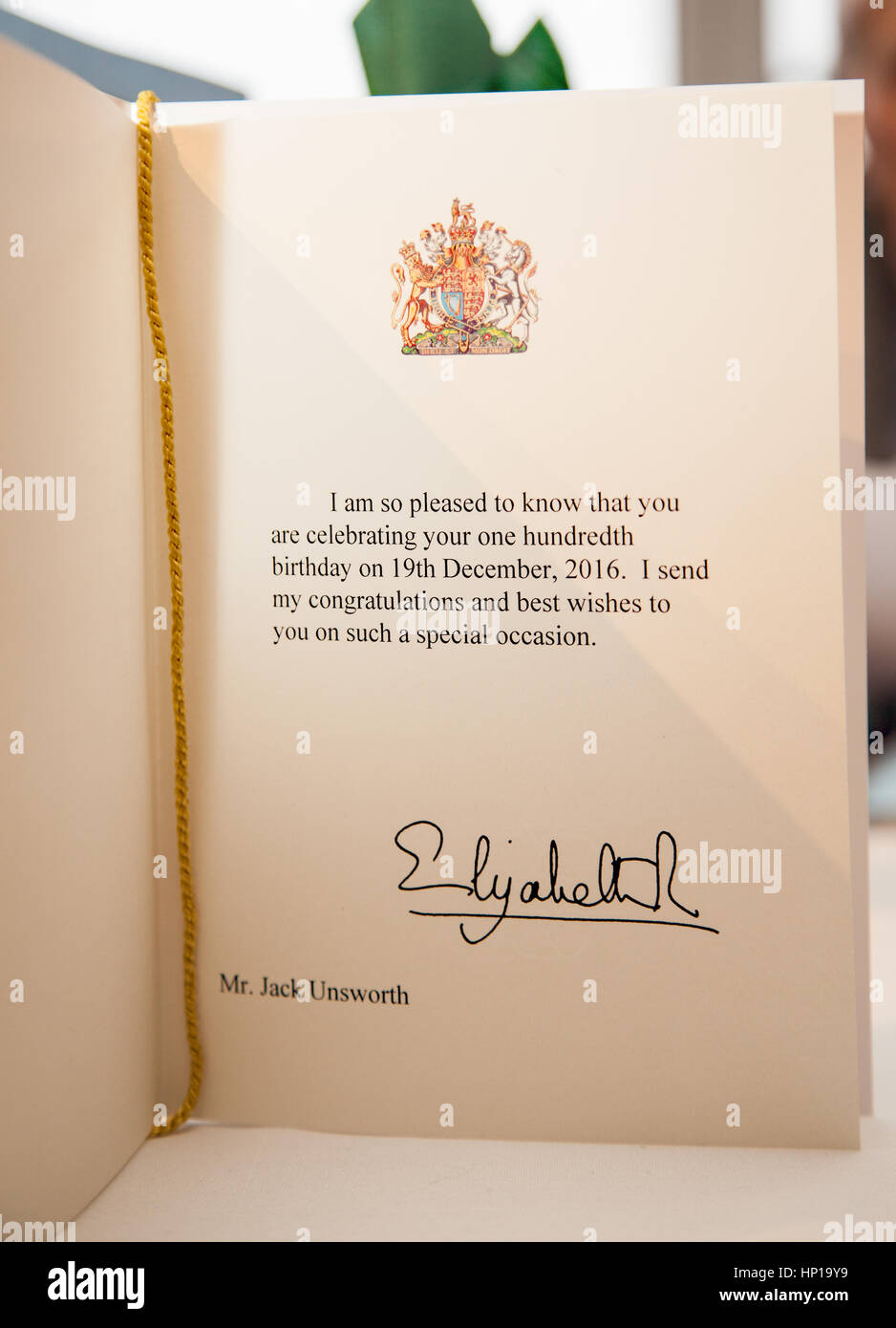 Telegram And Birthday Card From Queen Elizabeth Ll To Congratulate Man On His 100th Birthday 