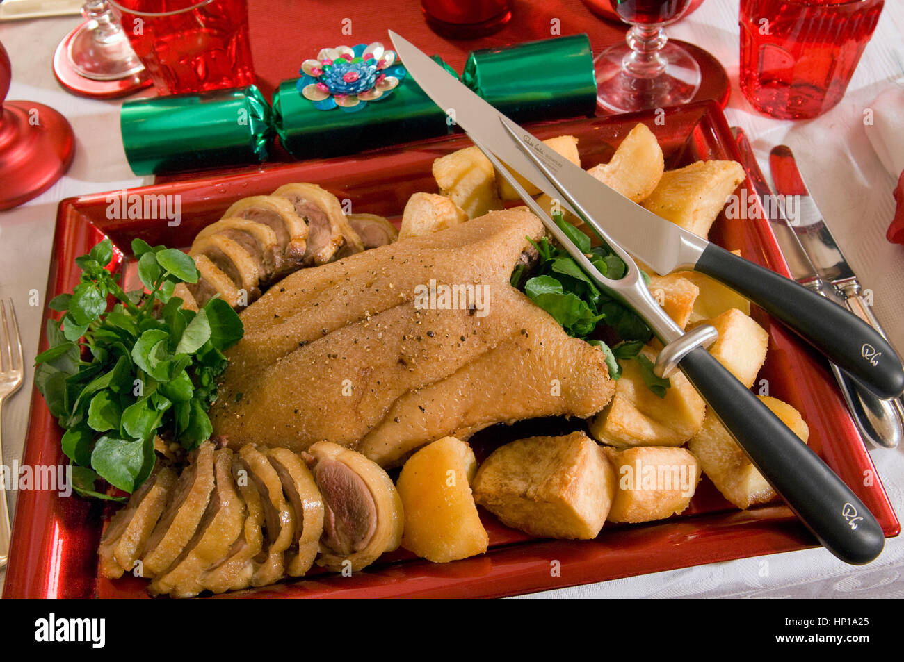 A goose crown Christmas dinner Stock Photo - Alamy