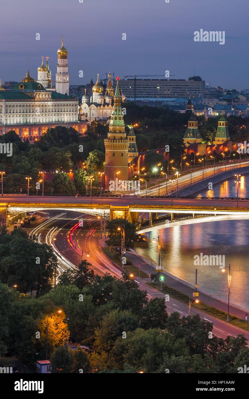 Russia, Moscow. View of Moscow Kremlin and center of Moscow from the ...