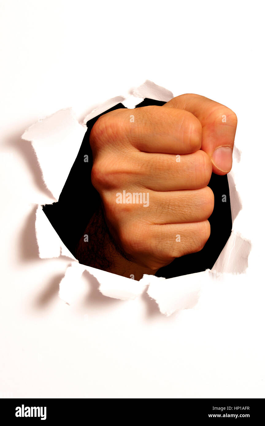 Male hand ripping paper hi-res stock photography and images - Alamy