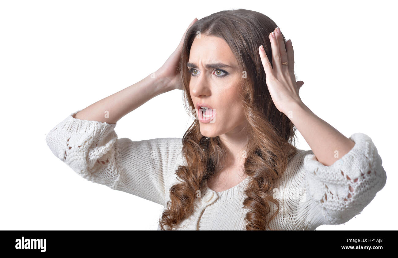 stressed young woman Stock Photo - Alamy