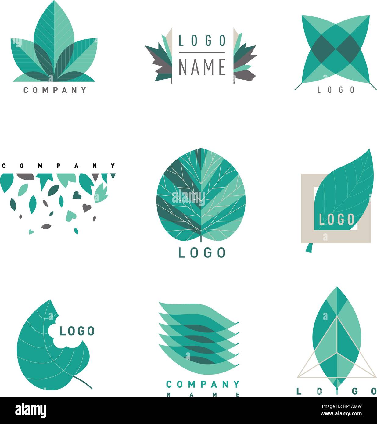 Green leaf logotipes set Stock Vector Image & Art - Alamy