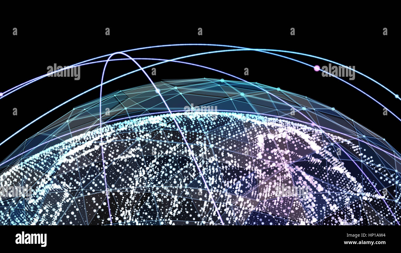 Abstract map of the global network Stock Photo - Alamy