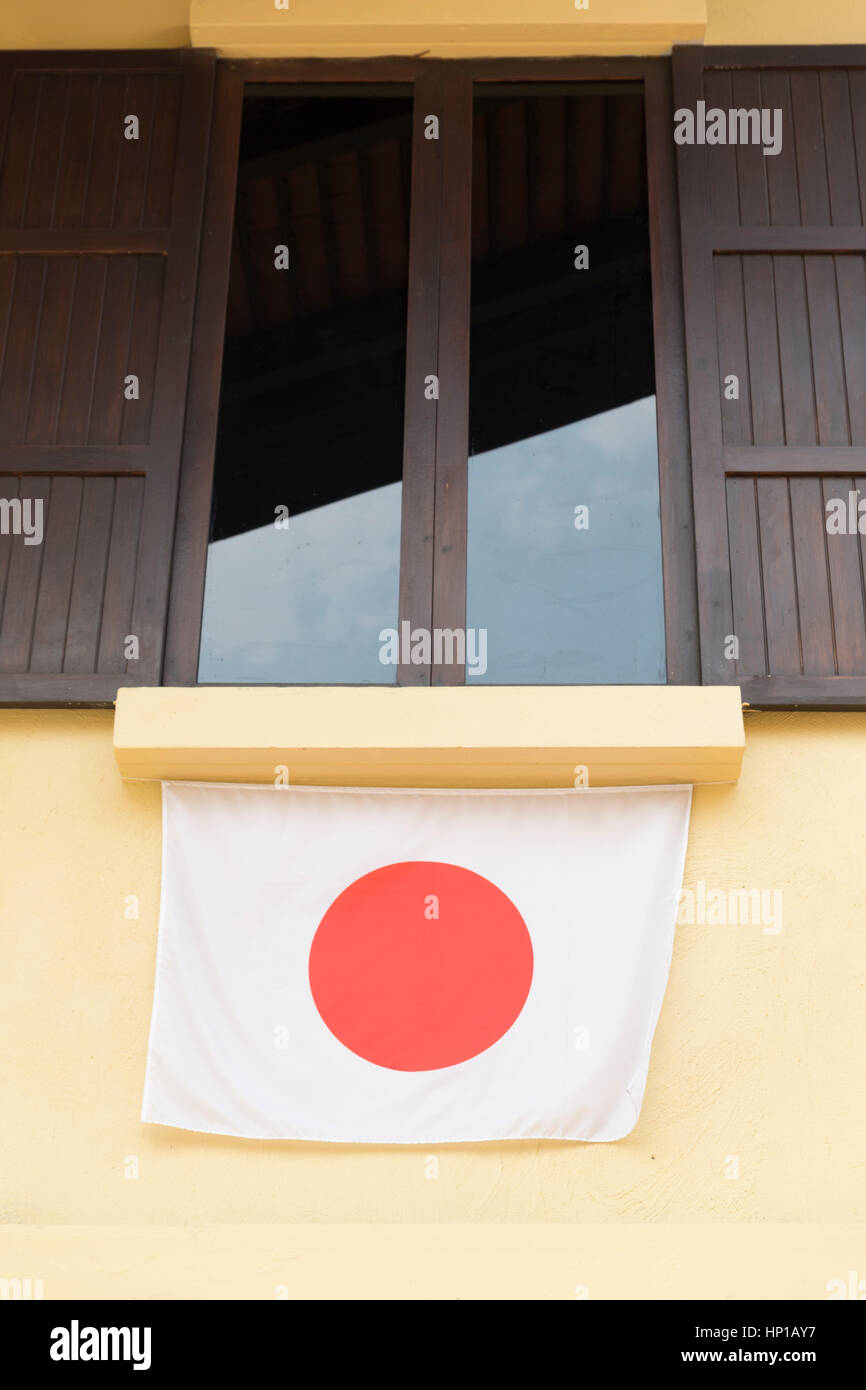 brown wooden window with tinted glass decorating with japan national ...