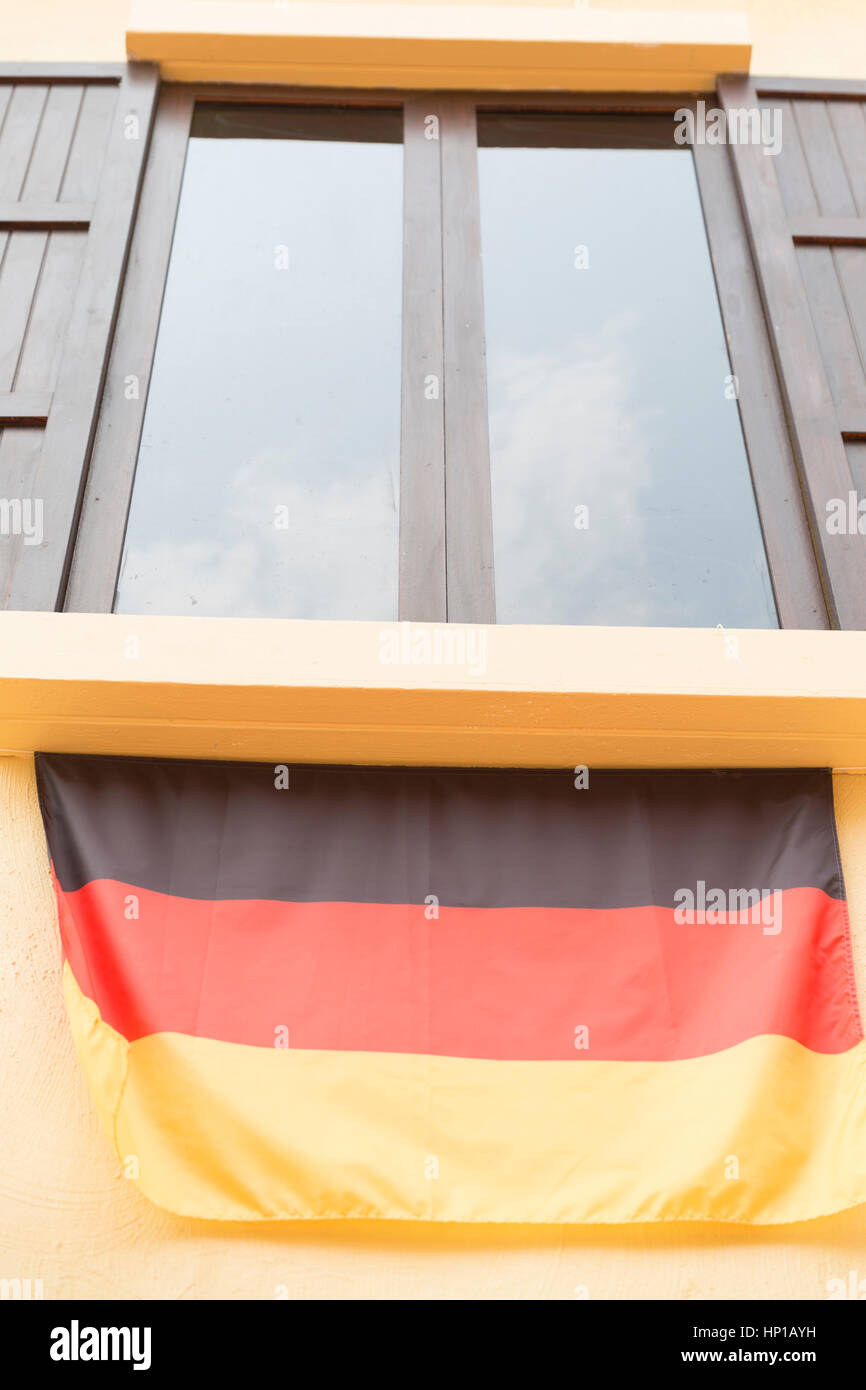 brown wooden window with tinted glass decorating with germany ...