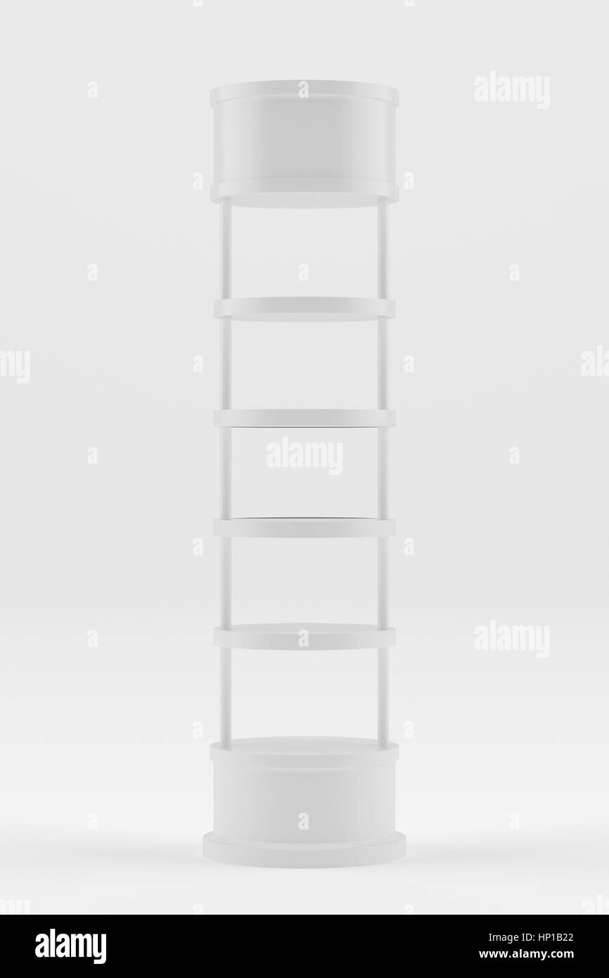 White blank empty showcase displays with retail shelves front view 3D ...