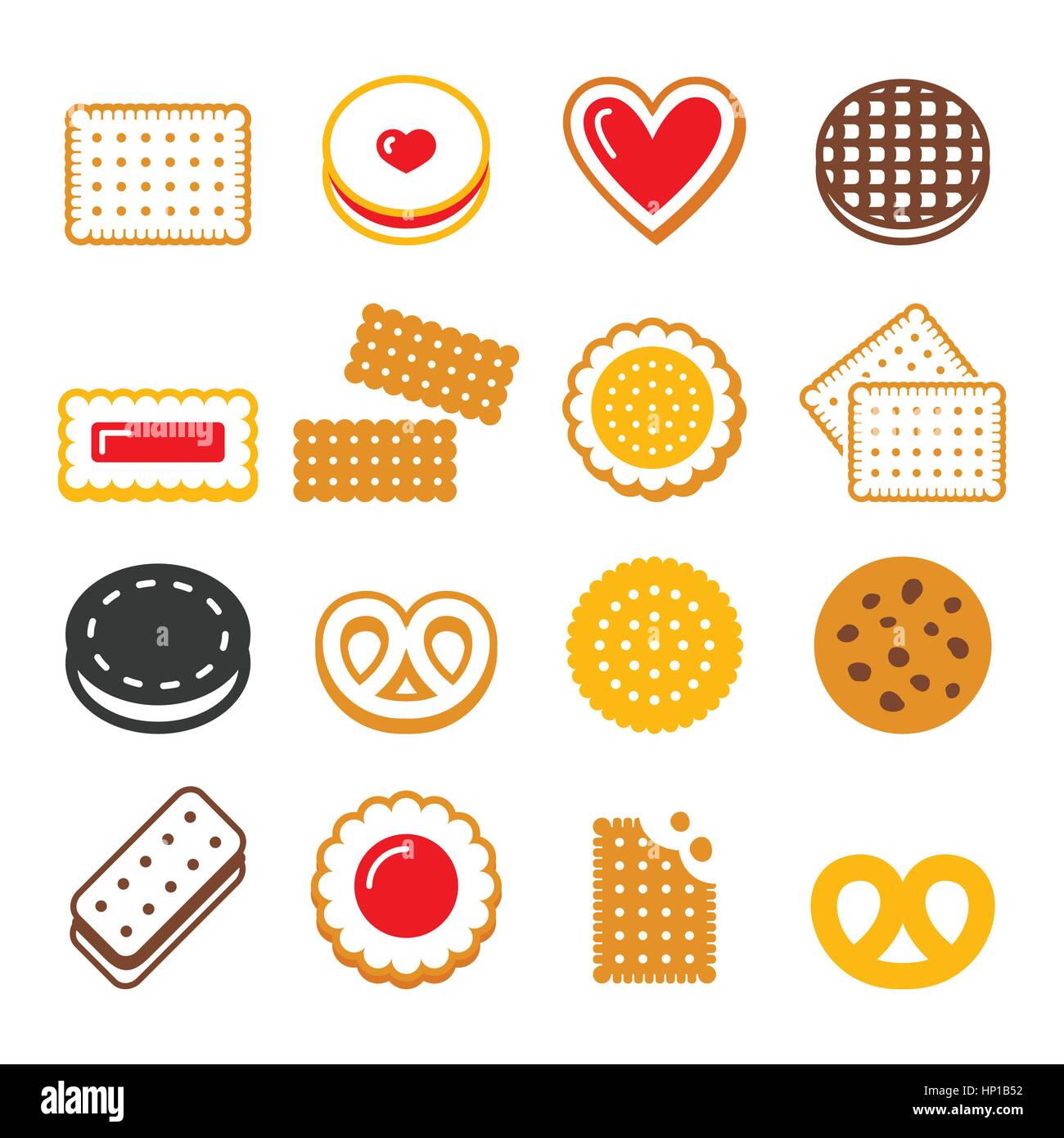 Biscuit, cookie - food, dessert, sweets vector icons set. Dessert ...