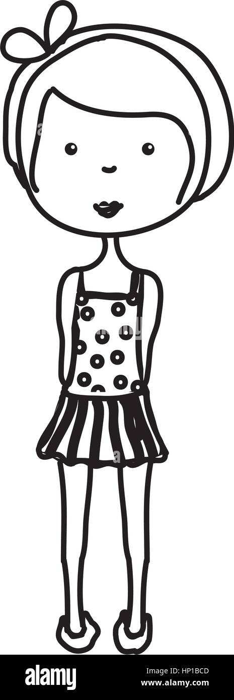 little girl drawing isolated icon vector illustration design Stock ...