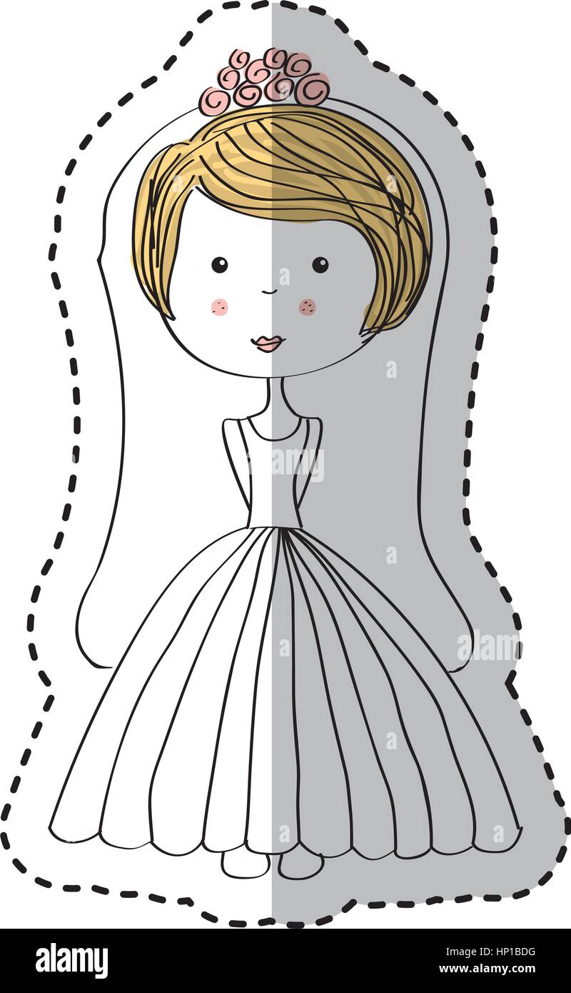 just married woman drawing vector illustration design Stock Vector ...