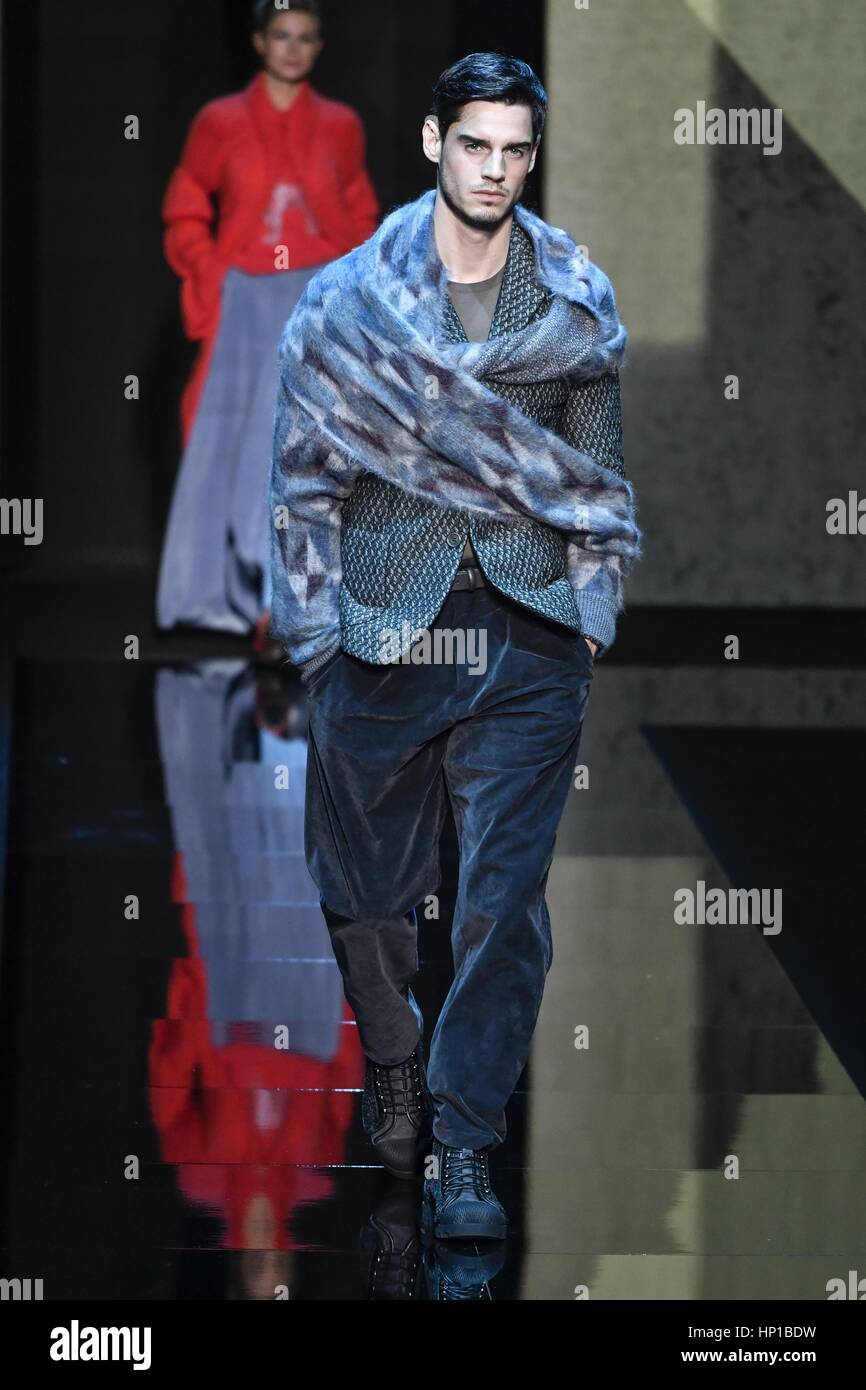 Milan Fashion Week Men's - Giorgio Armani - Catwalk Featuring: Model ...