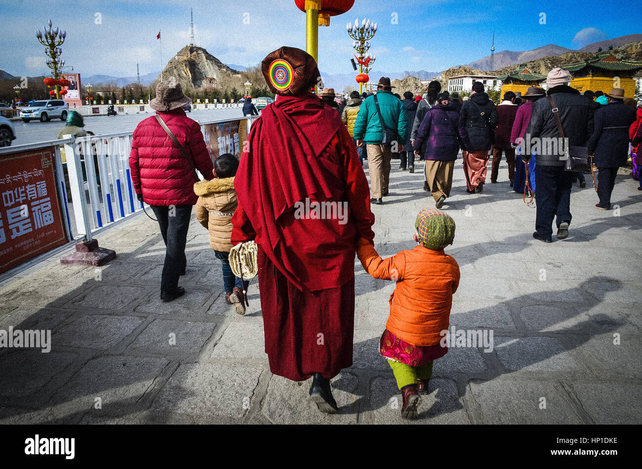 Tibet, Tibet, China. 17th Feb, 2017. Pious Buddhist pilgrims on their ...