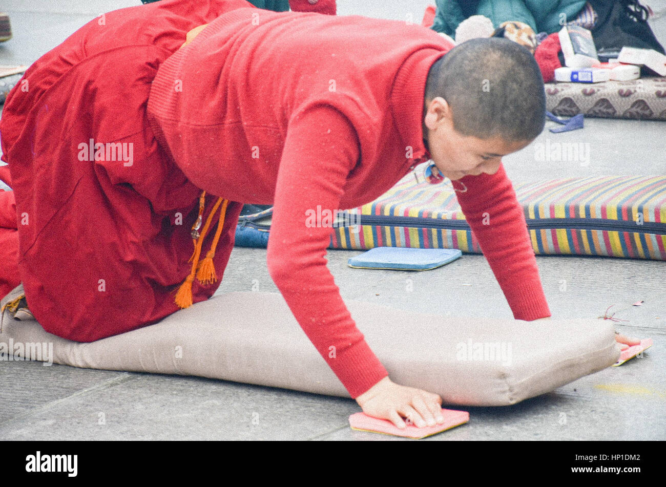 Tibet, Tibet, China. 17th Feb, 2017. Pious Buddhist pilgrims on their ...