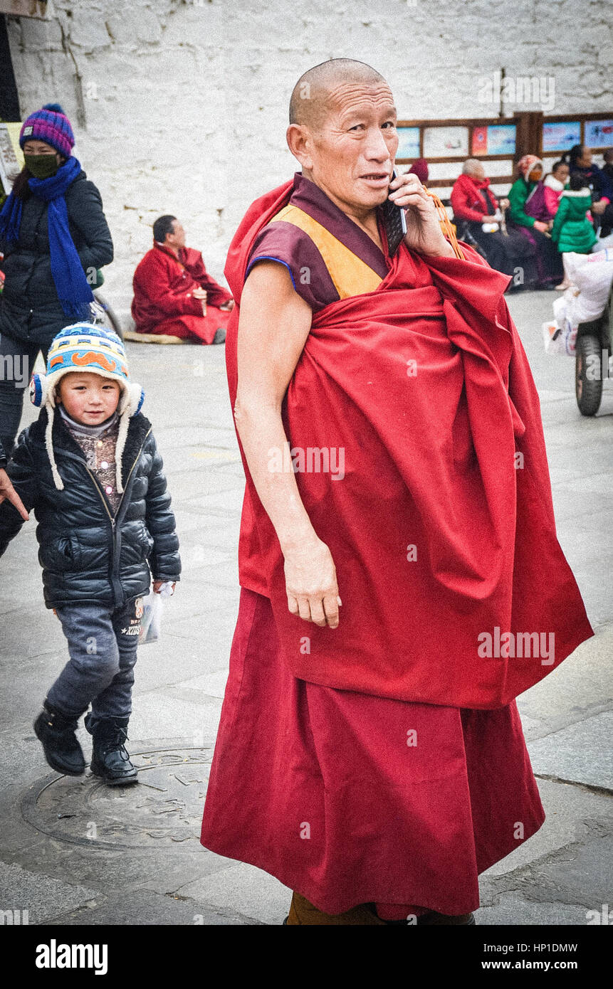 Tibet, Tibet, China. 17th Feb, 2017. Pious Buddhist pilgrims on their ...