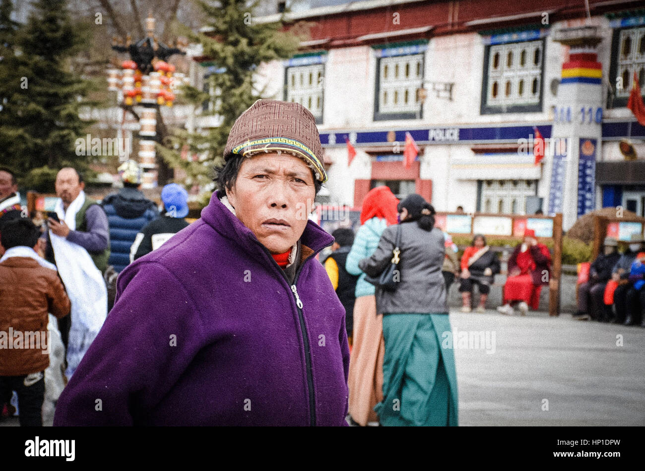 Tibet, Tibet, China. 17th Feb, 2017. Pious Buddhist pilgrims on their ...