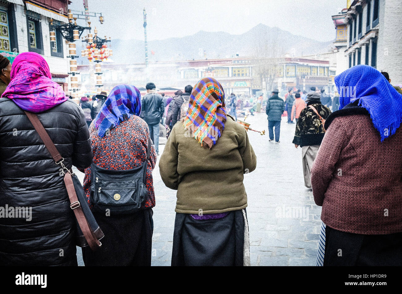 Tibet, Tibet, China. 17th Feb, 2017. Pious Buddhist pilgrims on their ...