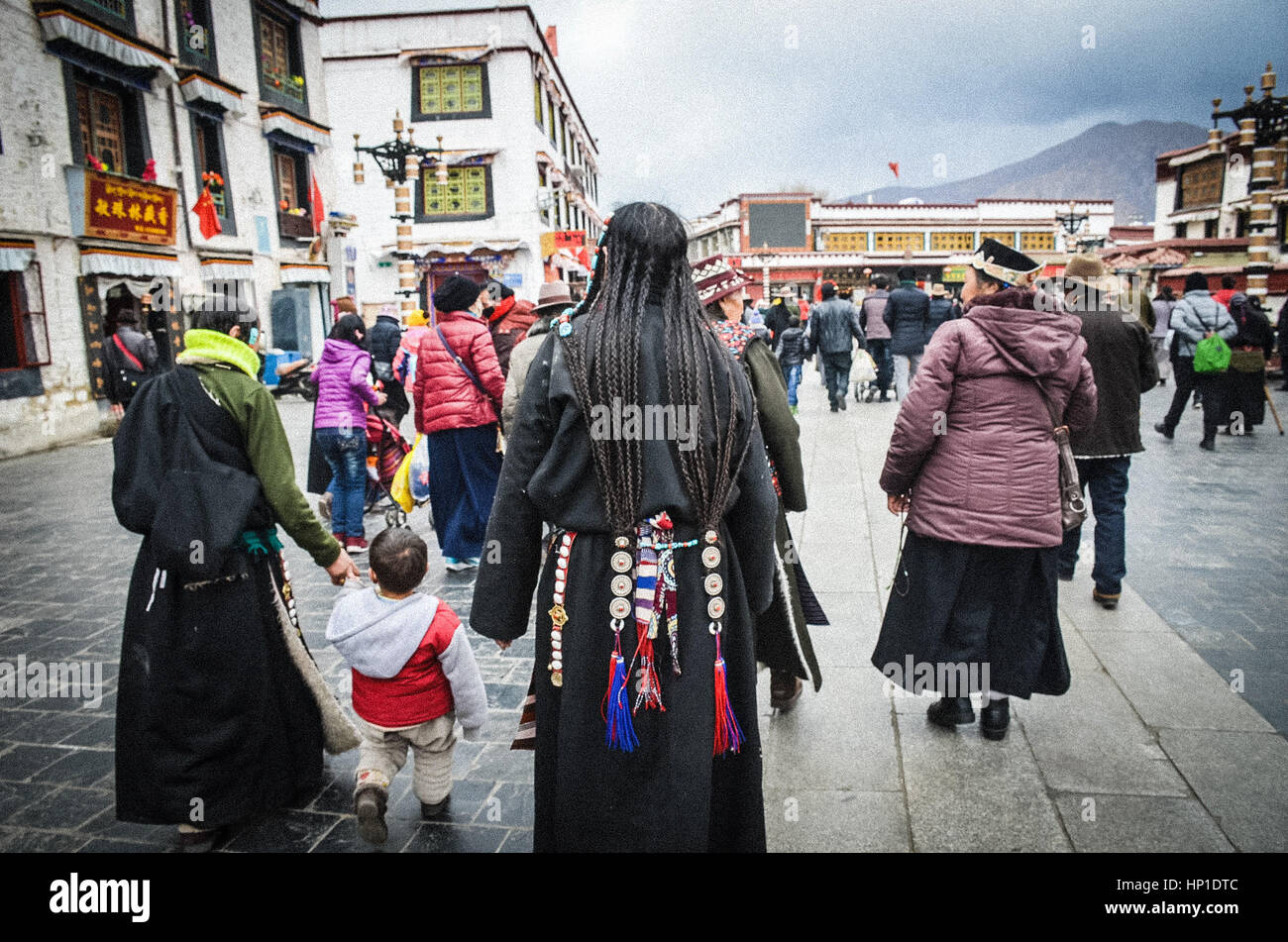 Tibet, Tibet, China. 17th Feb, 2017. Pious Buddhist pilgrims on their ...
