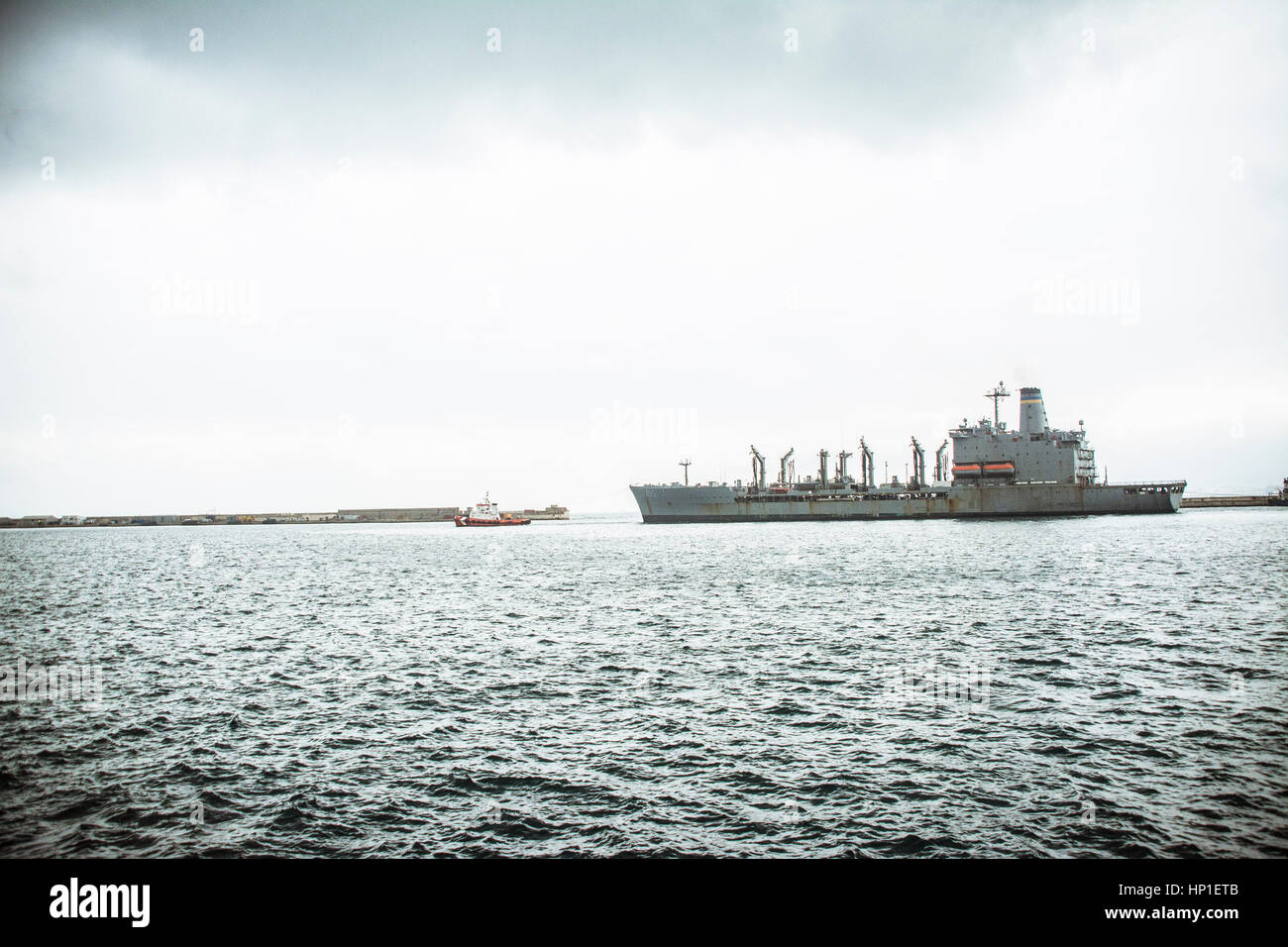 Gibraltar. 17th February 2017. The USN Leroy Grumman enters the British ...