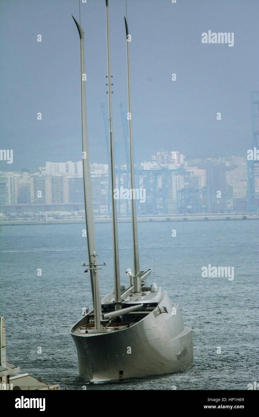 Gibraltar, Peninsula. 17th Feb, 2017. Luxury Sailing Yacht A, which ...
