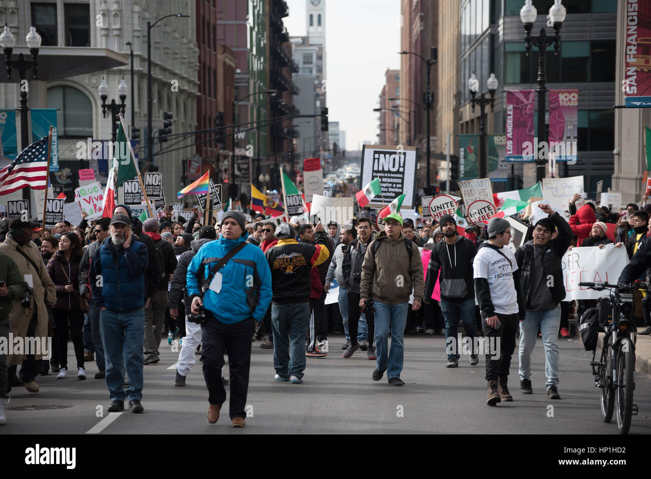 Chicago, USA. 16th Feb, 2017. Protesters in Chicago marched as part of ...