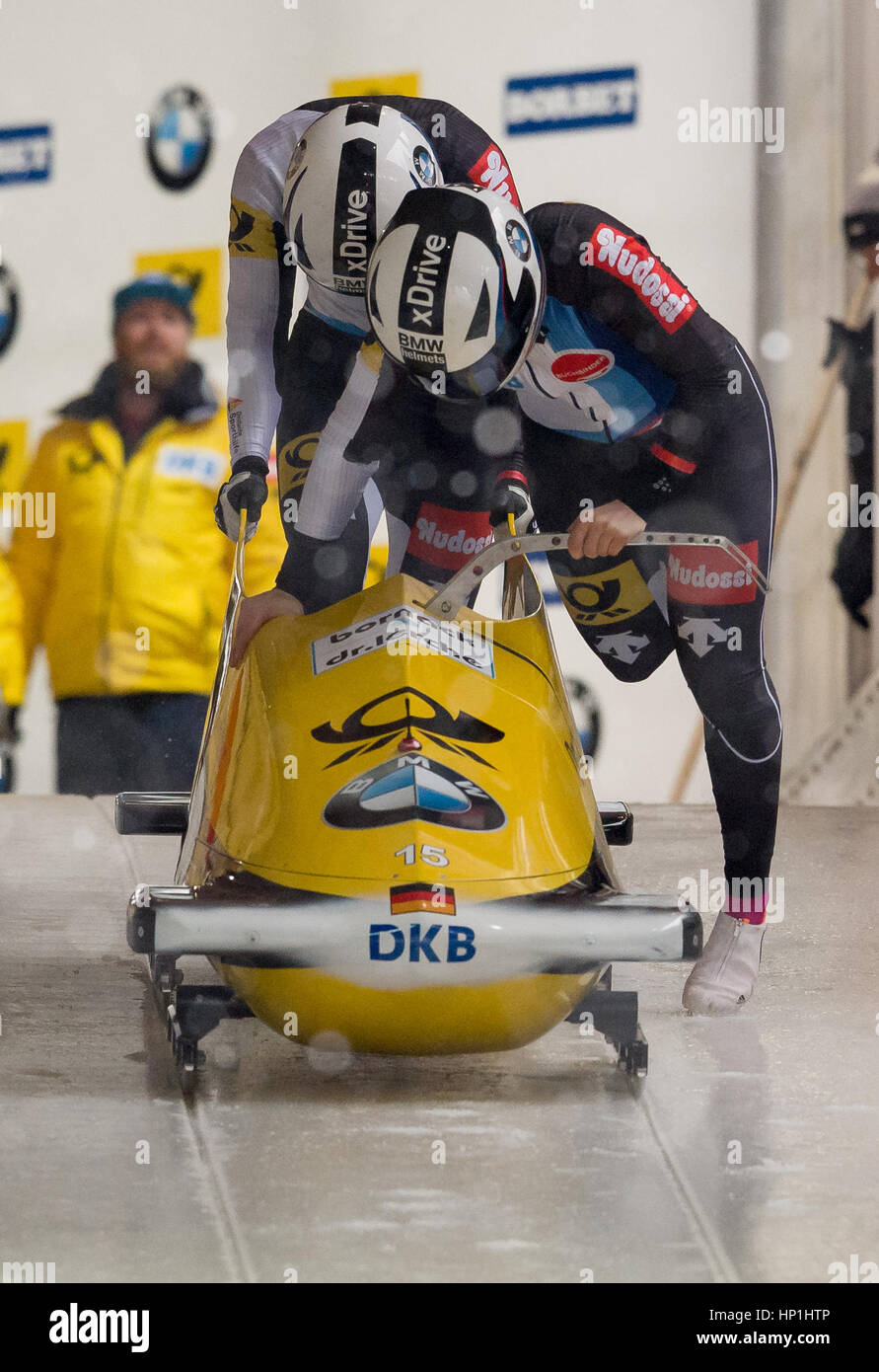 Koenigssee, Germany. 17th Feb, 2017. The German bobsleigh team with ...