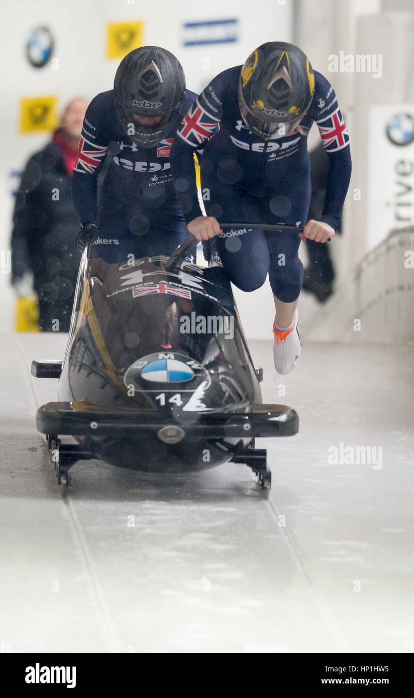 Koenigssee, Germany. 17th Feb, 2017. The British bobsleigh team with ...