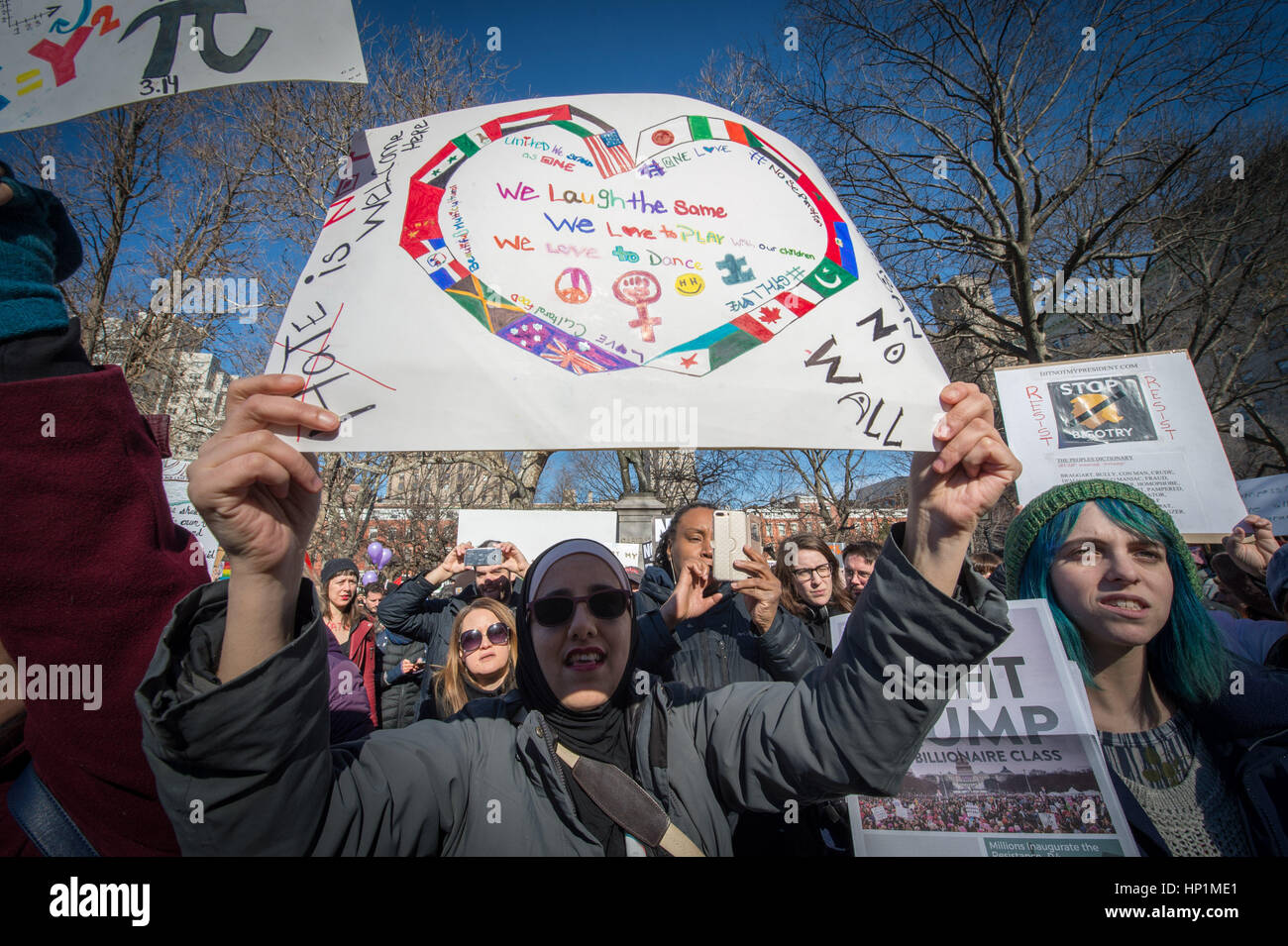 New York, USA. 17th Feb, 2017. People participate in the NYC Solidarity ...