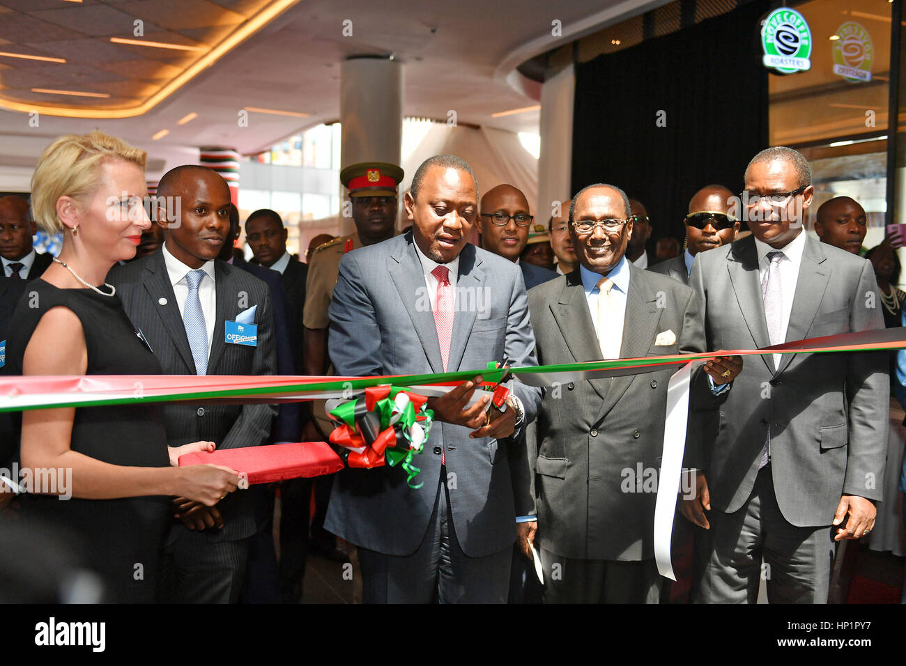 Nairobi, Kenya. 17th Feb, 2017. Kenyan President Uhuru Kenyatta (C ...