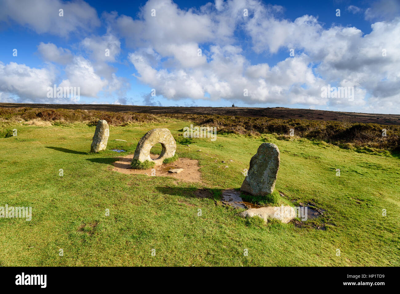 The Men an Tol standing stones near Penzance in Cornwall Stock Photo ...