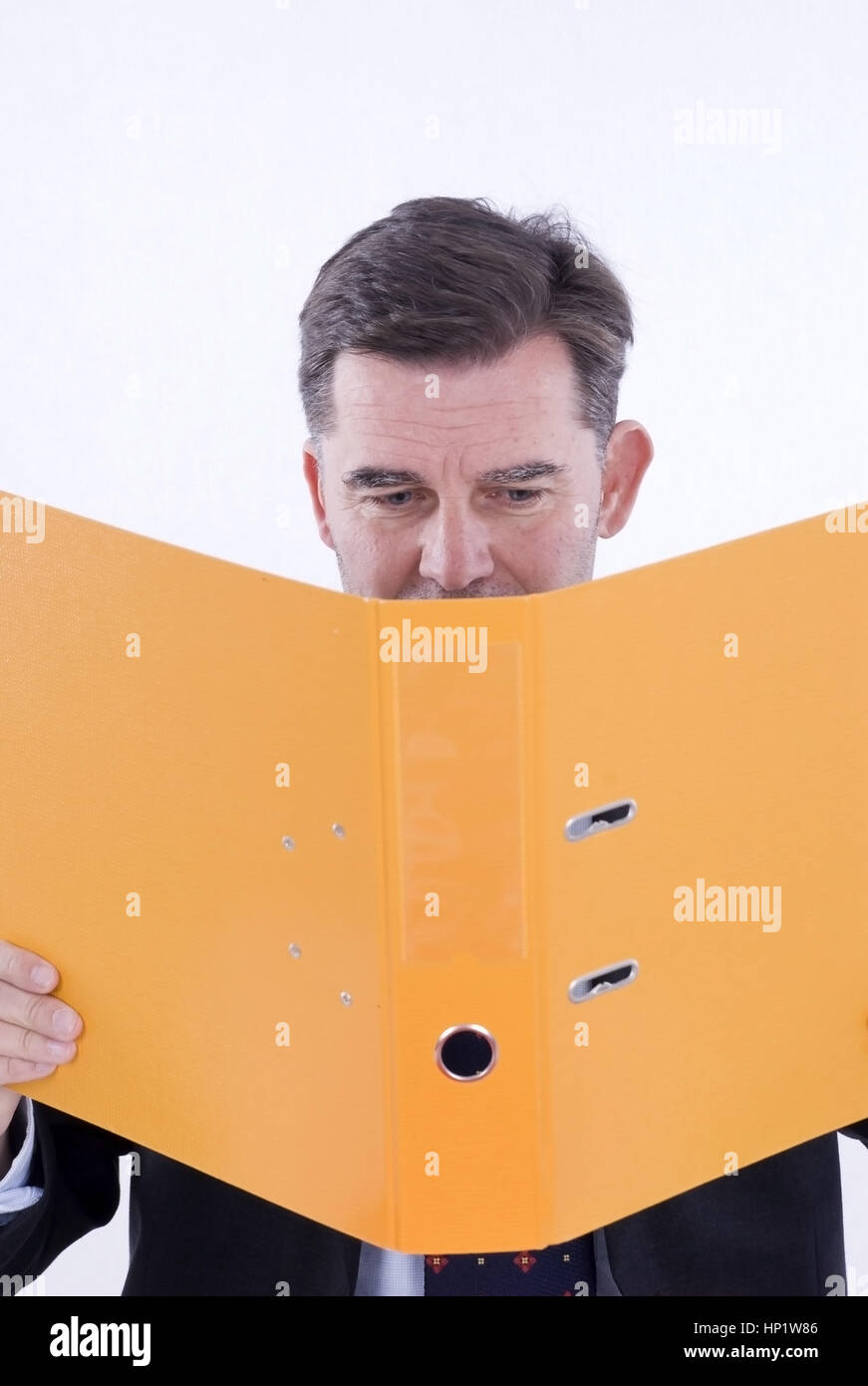 Model release , Mann, 50+, mit Aktenordner - man with file Stock Photo ...