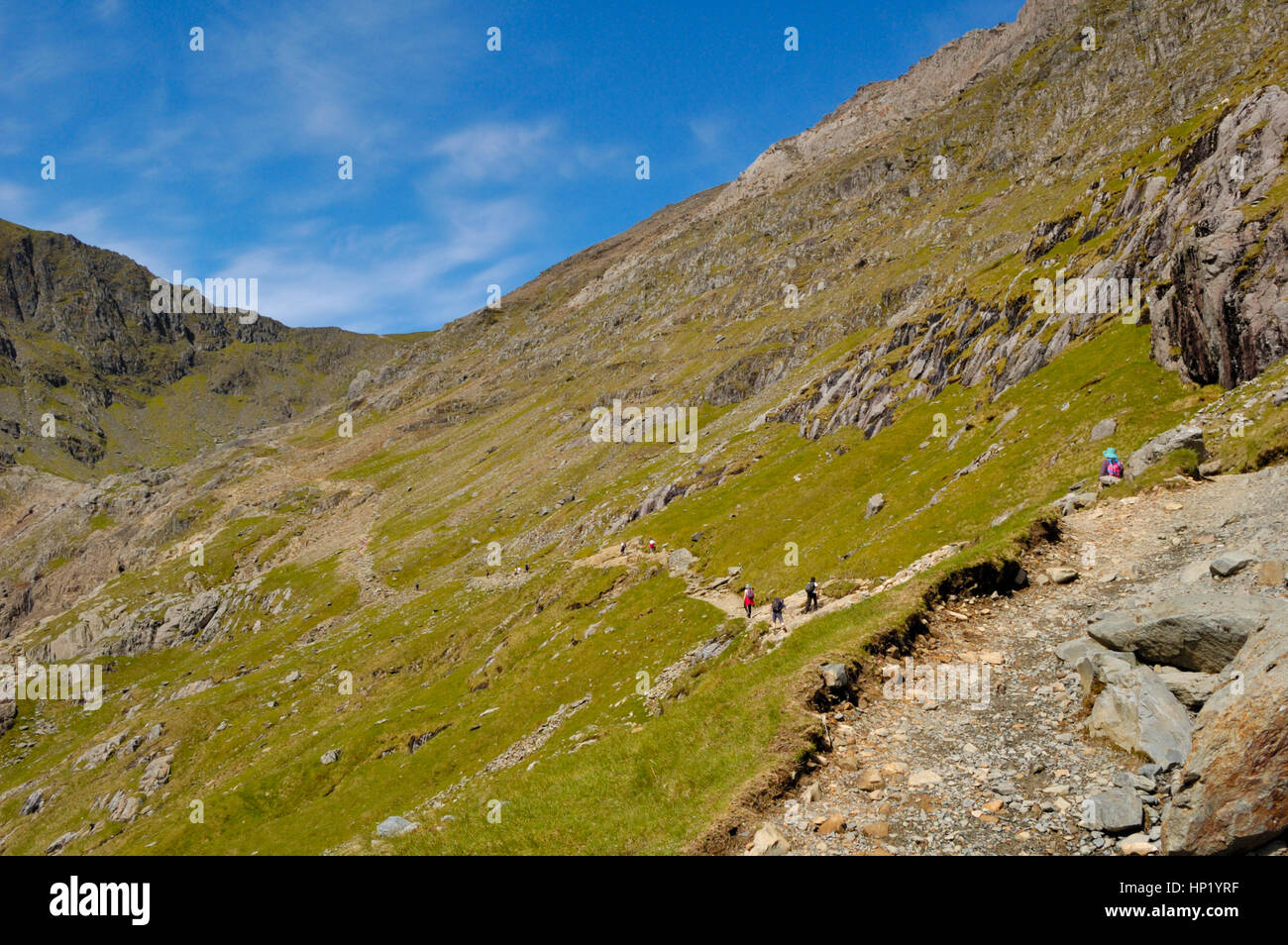 The Pyg Track route up Snowdon above Glaslyn Stock Photo - Alamy