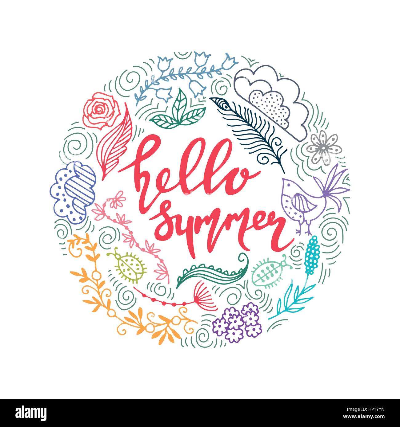 Hand Drawn Summer Themed Phrases Modern Style Lettering Hello Summer hand-drawn-summer-themed-phrases-modern-style-lettering-hello-summer