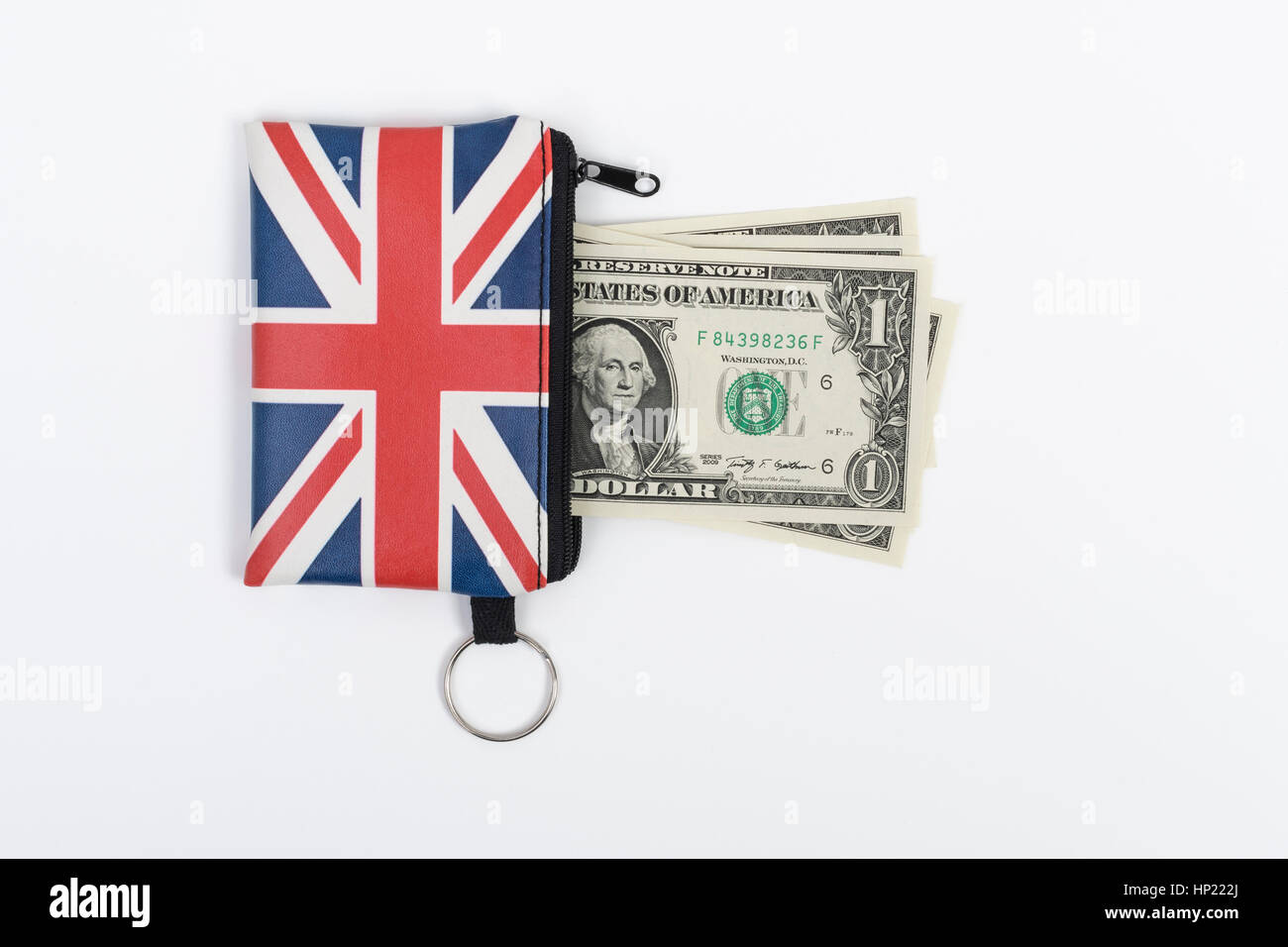 Union Jack coin purse with US 1$ / one dollar bills / banknotes - as ...