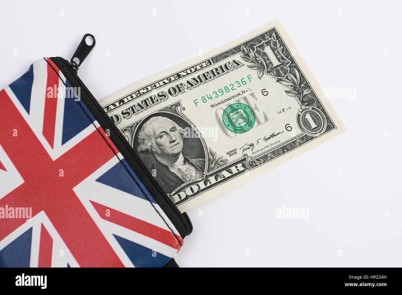 Union Jack coin purse with US 1$ / one dollar bill / banknote - as ...