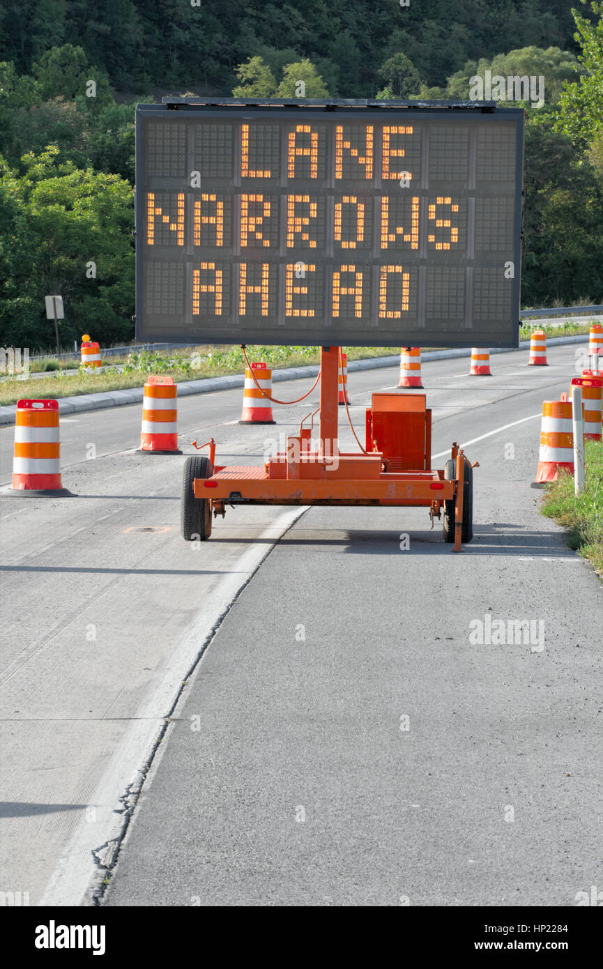 Road sign warning hazard ahead hi-res stock photography and images - Alamy