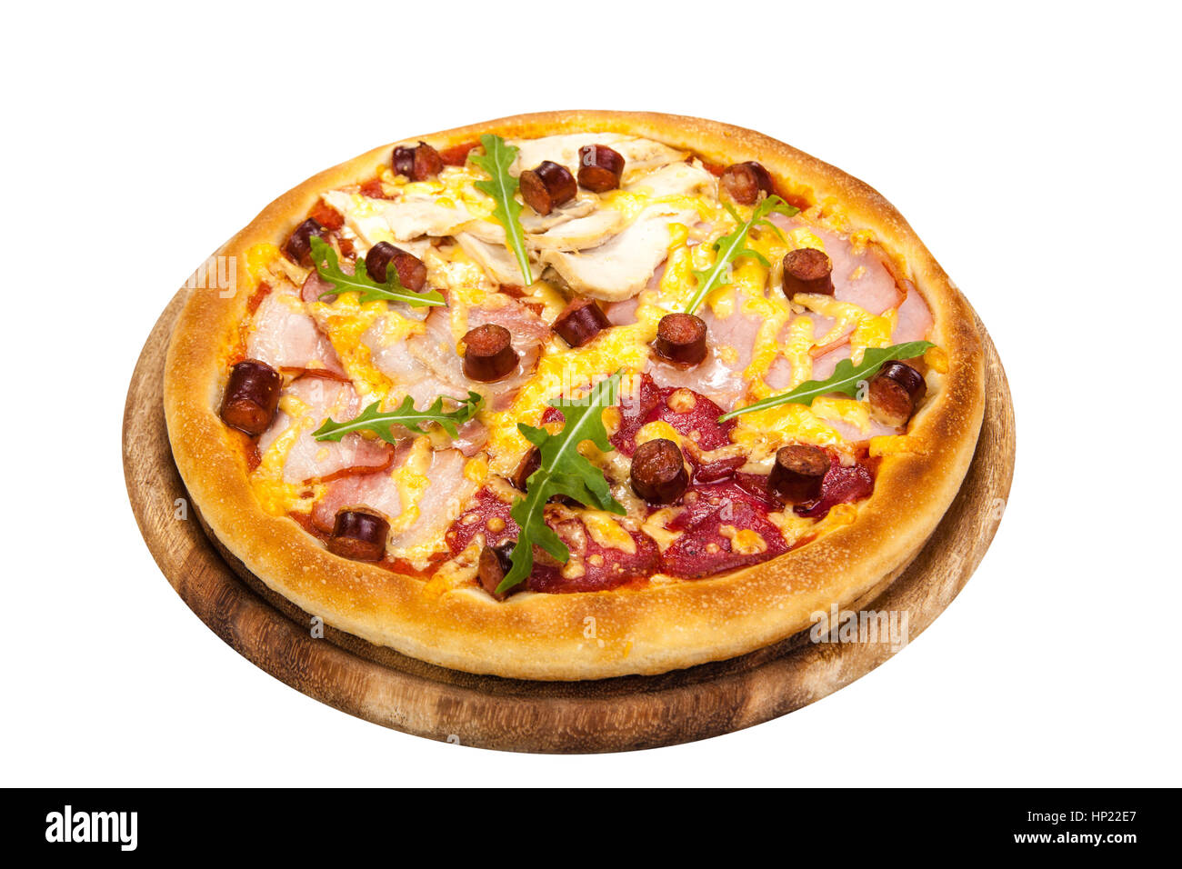 Classic fresh Italian Pizza with meat (Cheese, mozzarella,parmesan ...