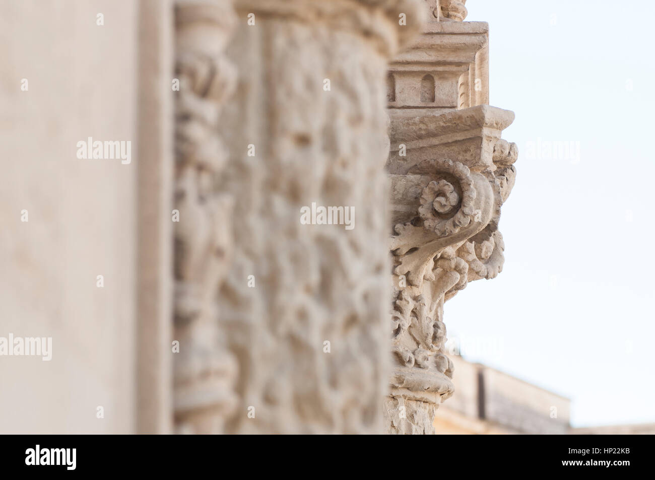 detail of column and ornaments in baroque style Stock Photo - Alamy