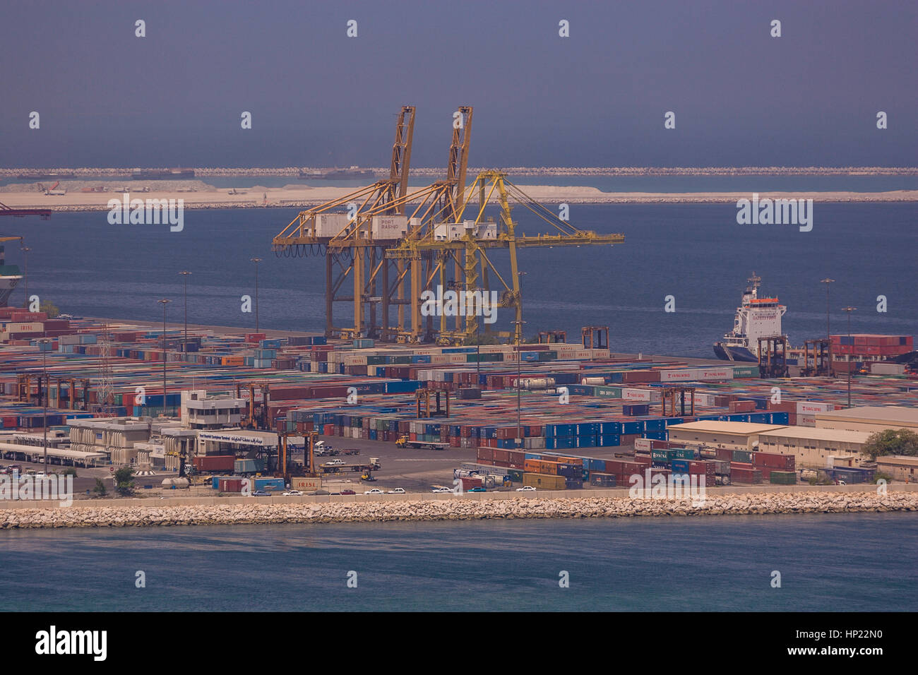DUBAI, UNITED ARAB EMIRATES - Dubai Creek port facilities, aerial view ...