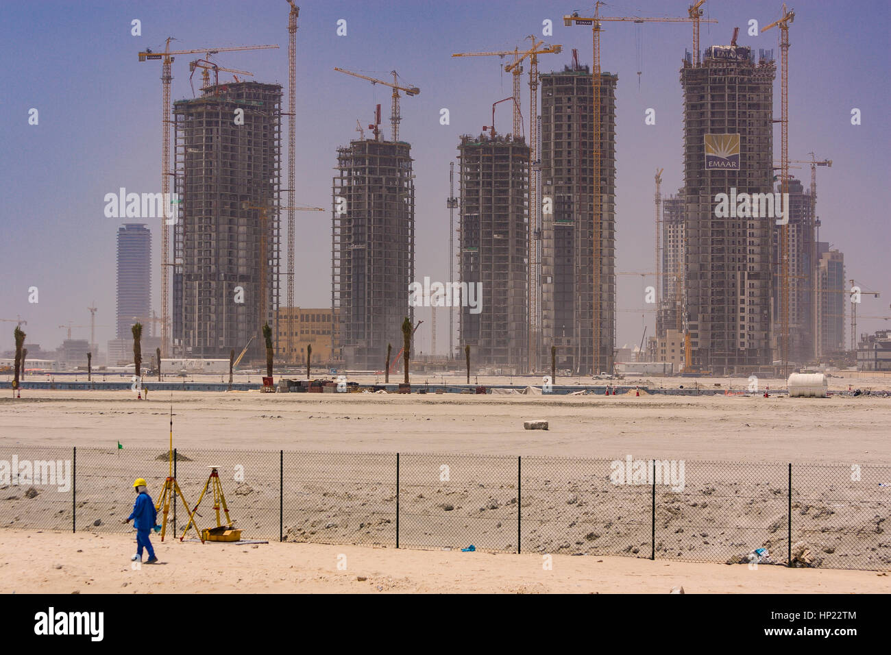 DUBAI, UNITED ARAB EMIRATES - New buildings under construction and arid ...