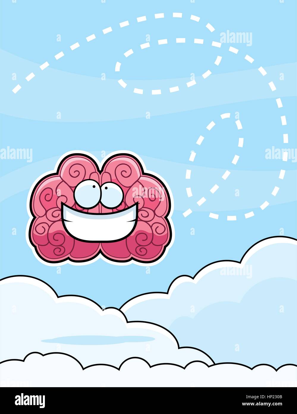 A happy cartoon brain floating in the clouds Stock Vector Image & Art ...