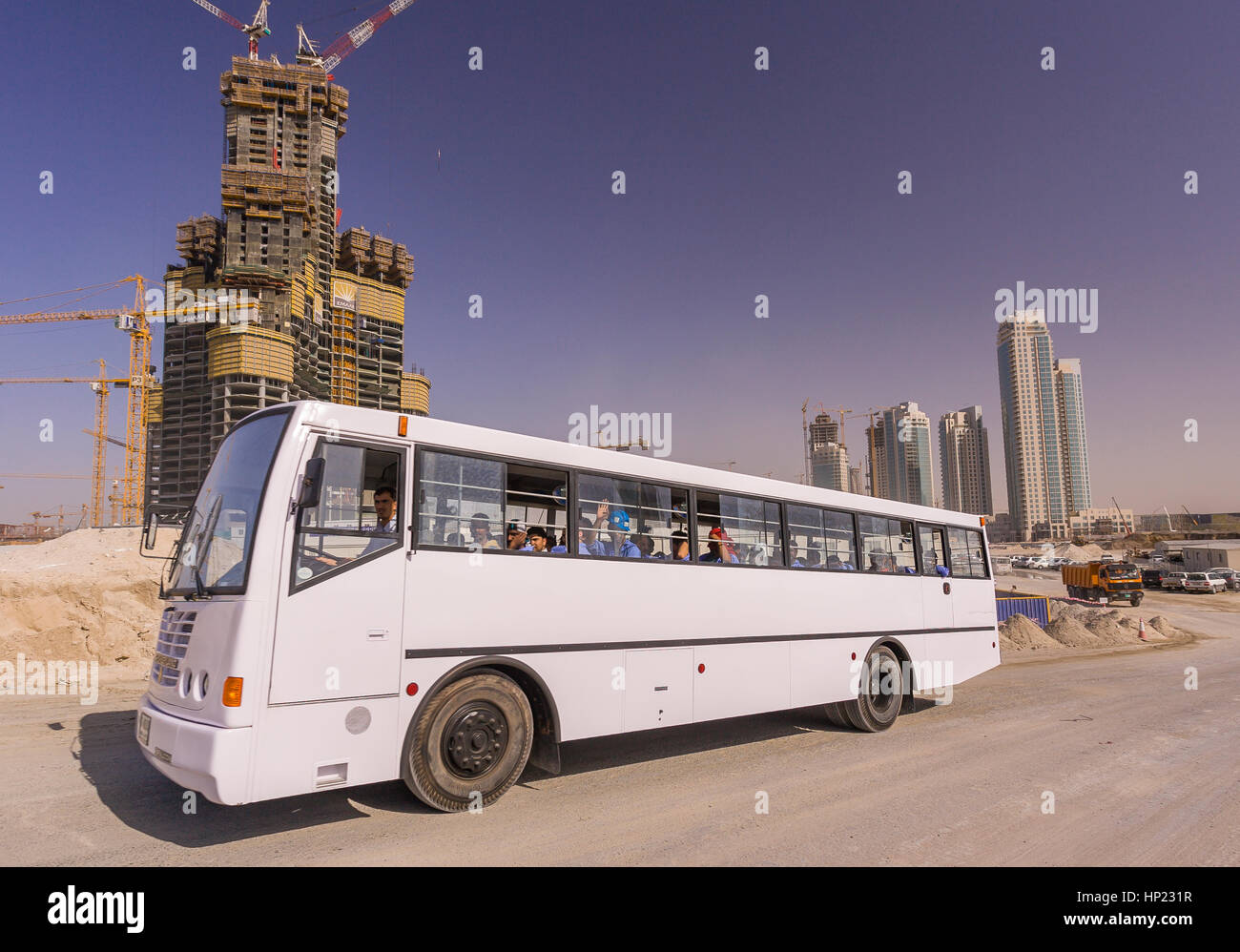 DUBAI, UNITED ARAB EMIRATES - Bus transports South Asian contract ...