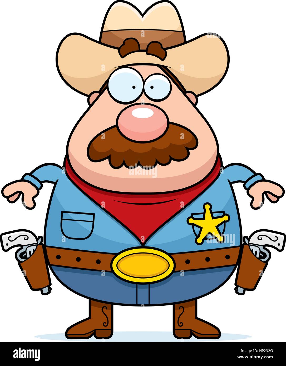 A cartoon sheriff standing with guns holstered Stock Vector Image & Art ...