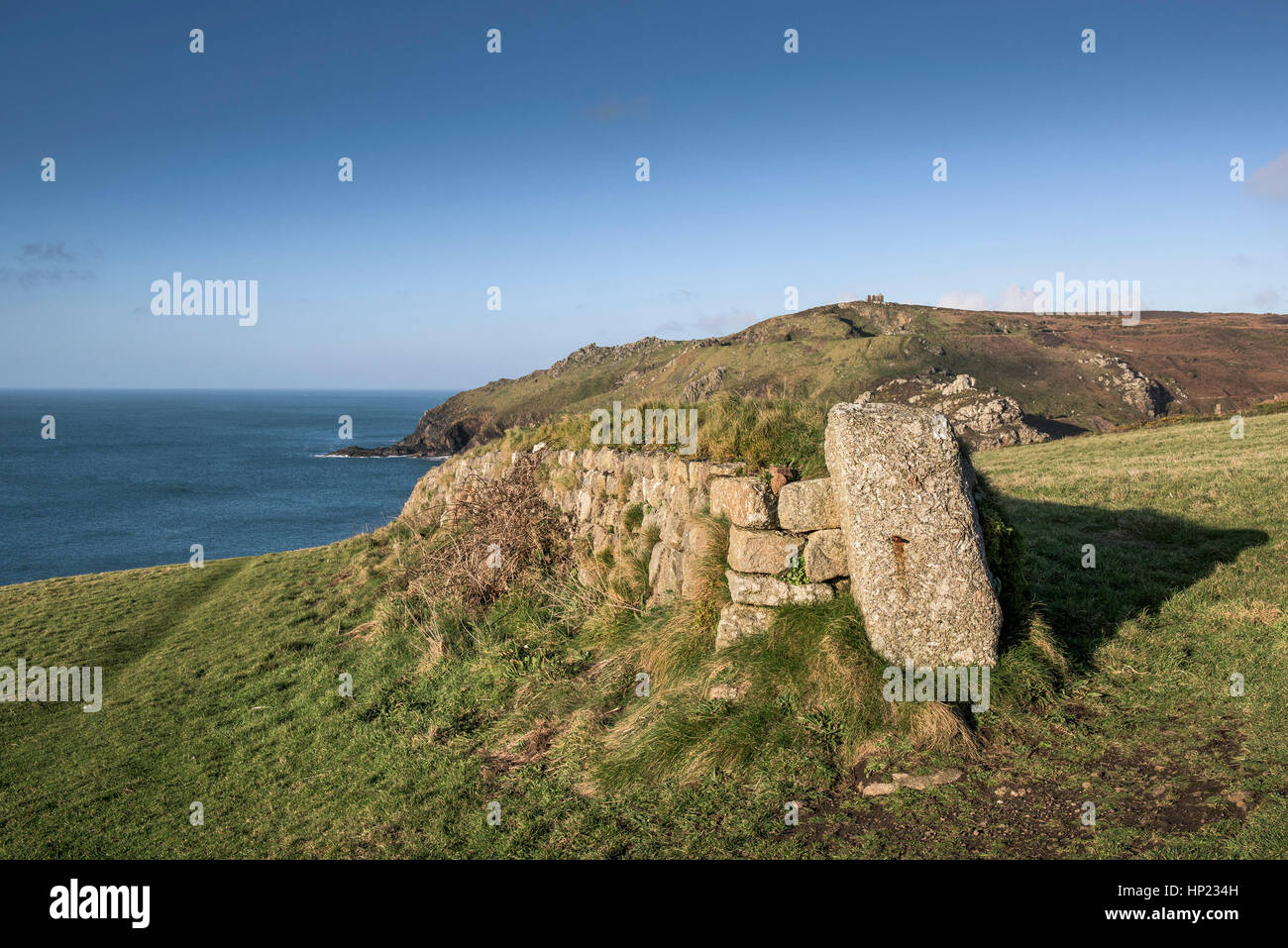 An old Granite stone wall on Cape Cornwall, England, UK Stock Photo - Alamy