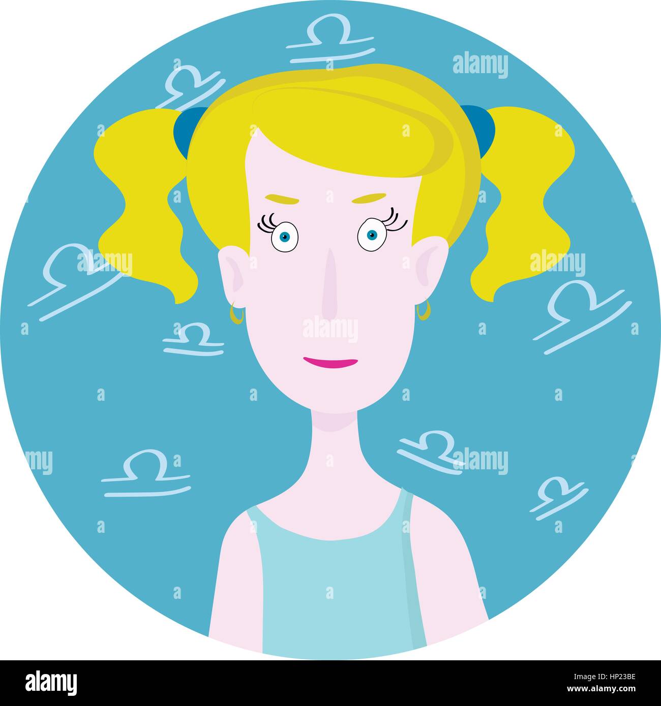 Woman cartoon portrait representing Libra Zodiac Sign Stock Vector ...