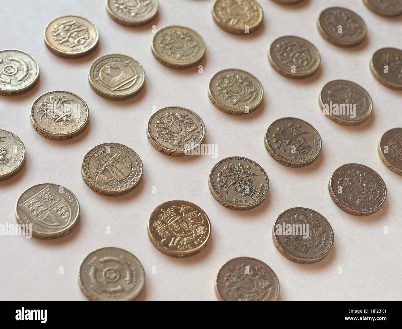 Array of Pound (GBP) coin, currency of United Kingdom (UK ...