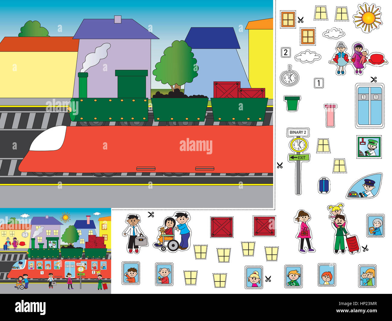 game for children: cut and paste the city landscape Stock Photo - Alamy