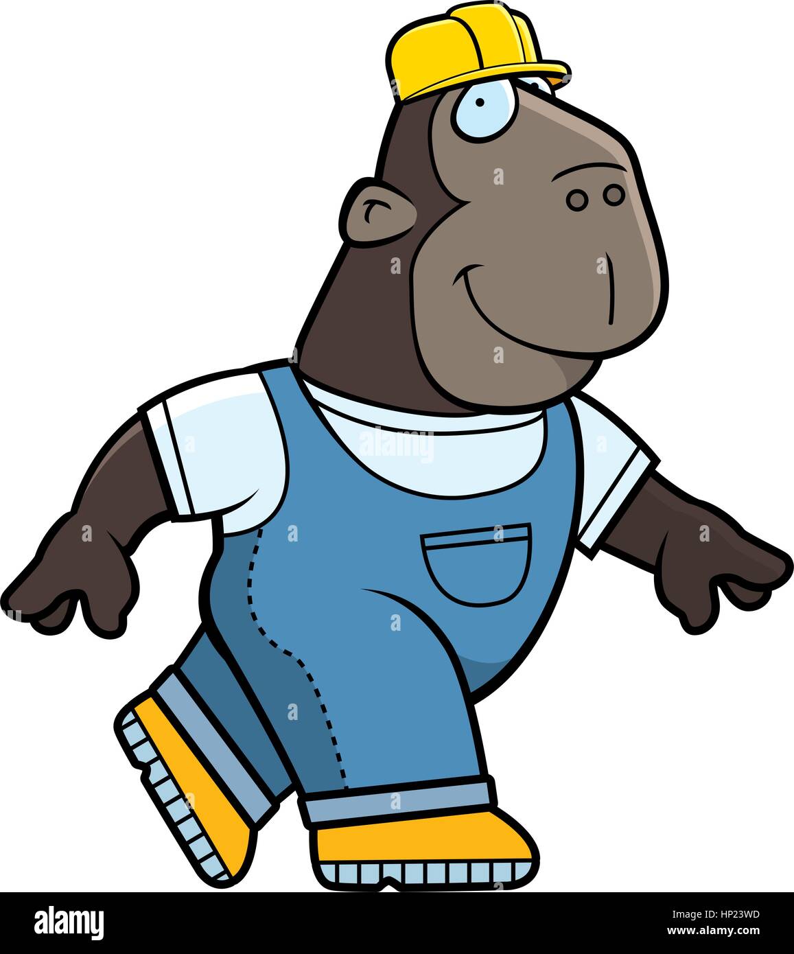 A happy cartoon builder ape walking and smiling Stock Vector Image ...