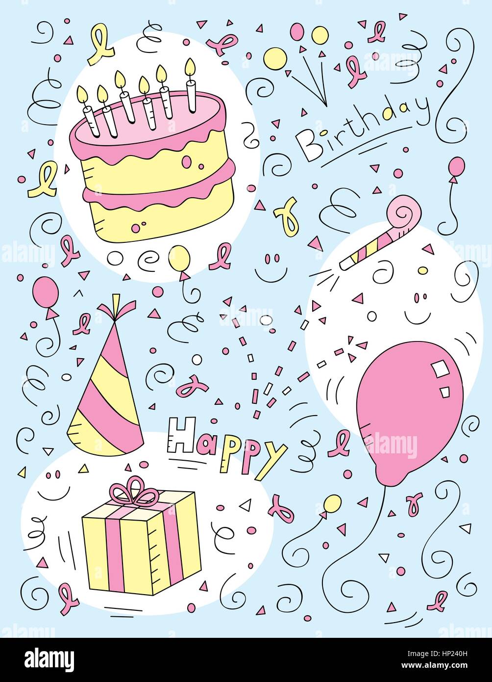 A cartoon doodle with a birthday theme Stock Vector Image & Art - Alamy