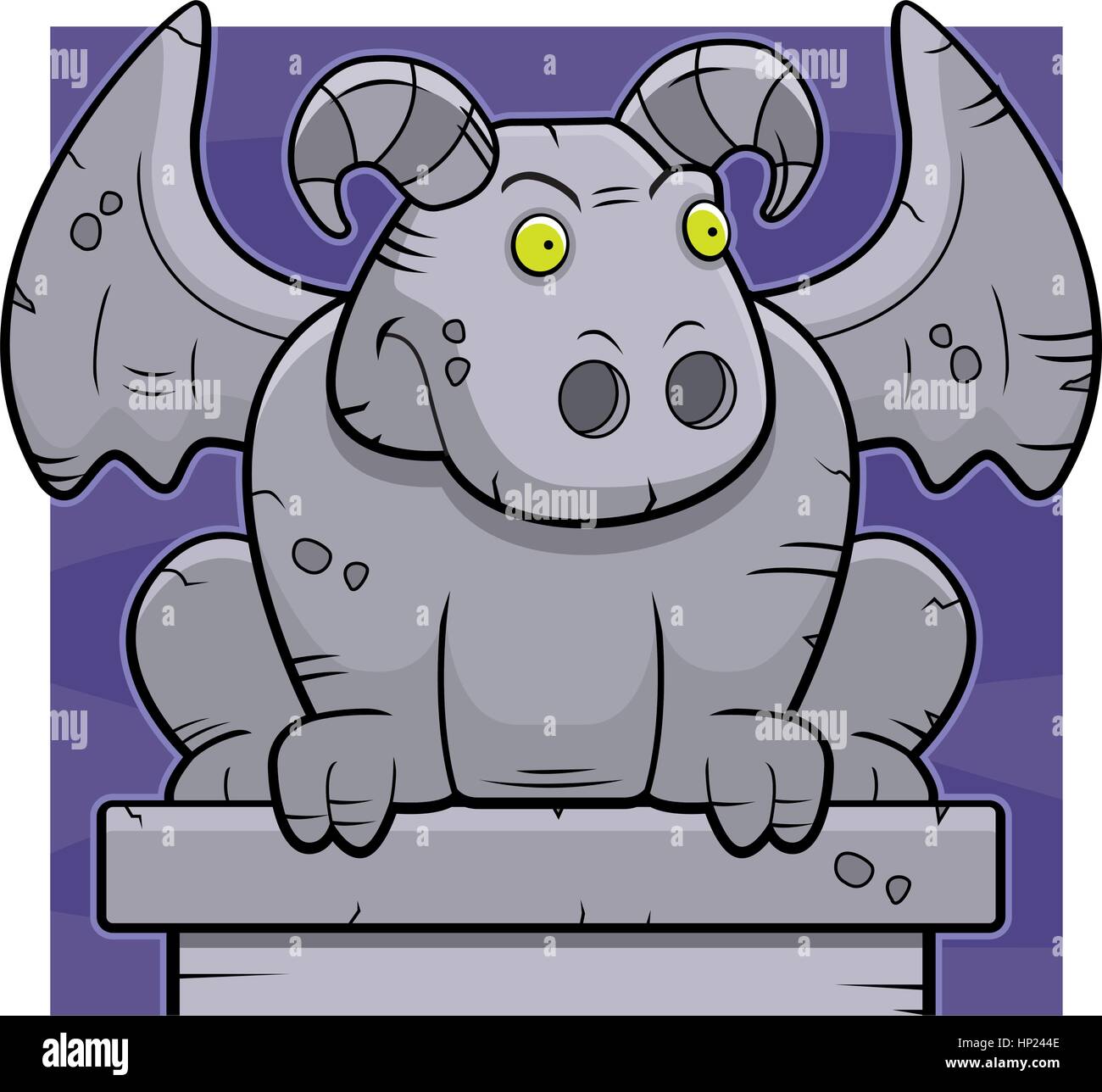 A happy cartoon stone gargoyle perched on a ledge Stock Vector Image ...